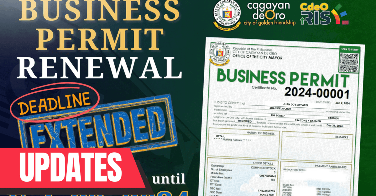 CDO Business Permit and Renewal Got Extended - 2024